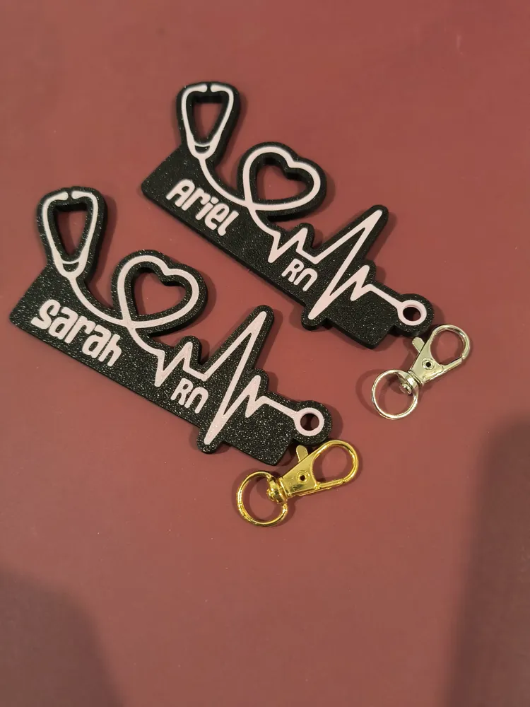 RN heart keychain (customizable text) - Free 3D Print Model - MakerWorld