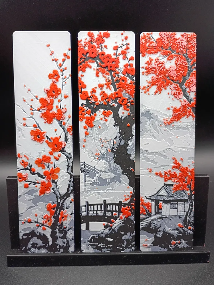 Traditional Cherry Blossoms Bookmark Set - Free 3D Print Model - MakerWorld