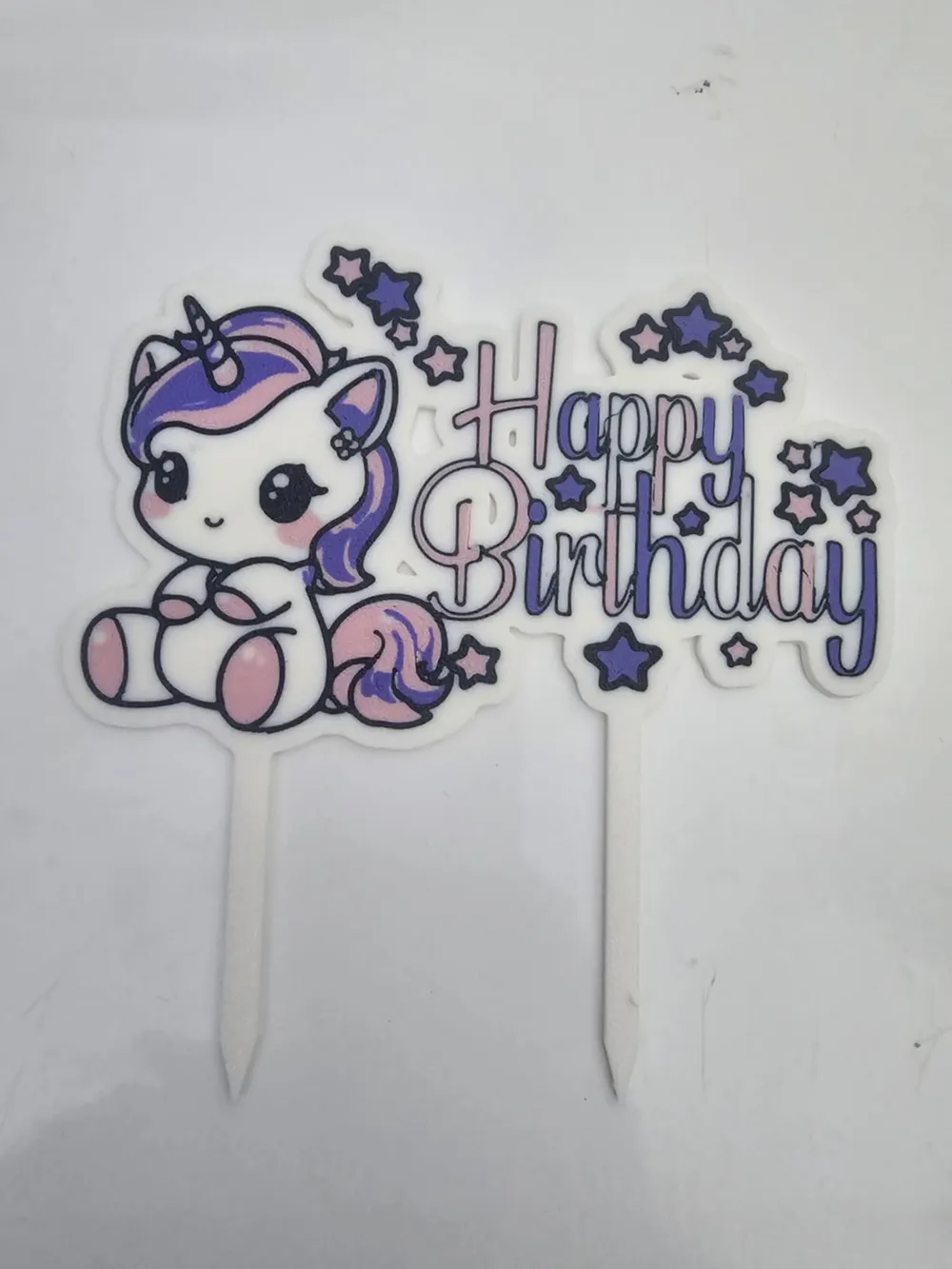 Unicorn happy birthday 4 colours cake topper - Free 3D Print Model ...