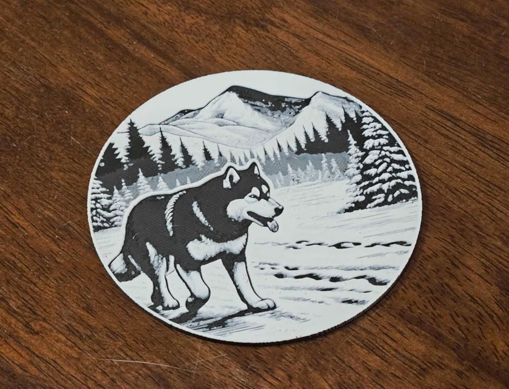 Winter Husky Coaster by Yandalf - MakerWorld