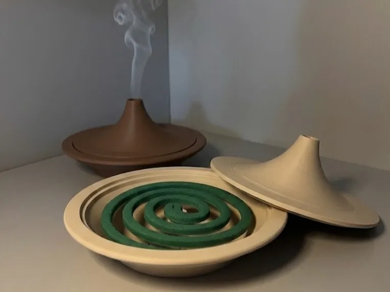 Volcano-Mosquito Coil Burner Integrated Ash Tray - Free 3D Print Model ...