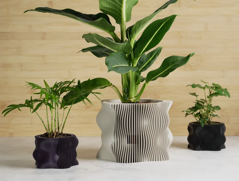 KuraLoop Planter Pot Wavy with Drainage Window by 3D Farmers MakerWorld ...