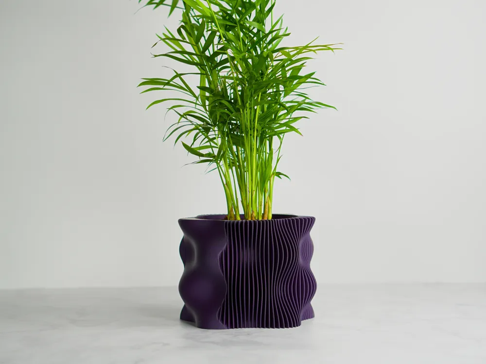 KuraLoop Planter Pot Wavy with Drainage Window by 3D Farmers - MakerWorld