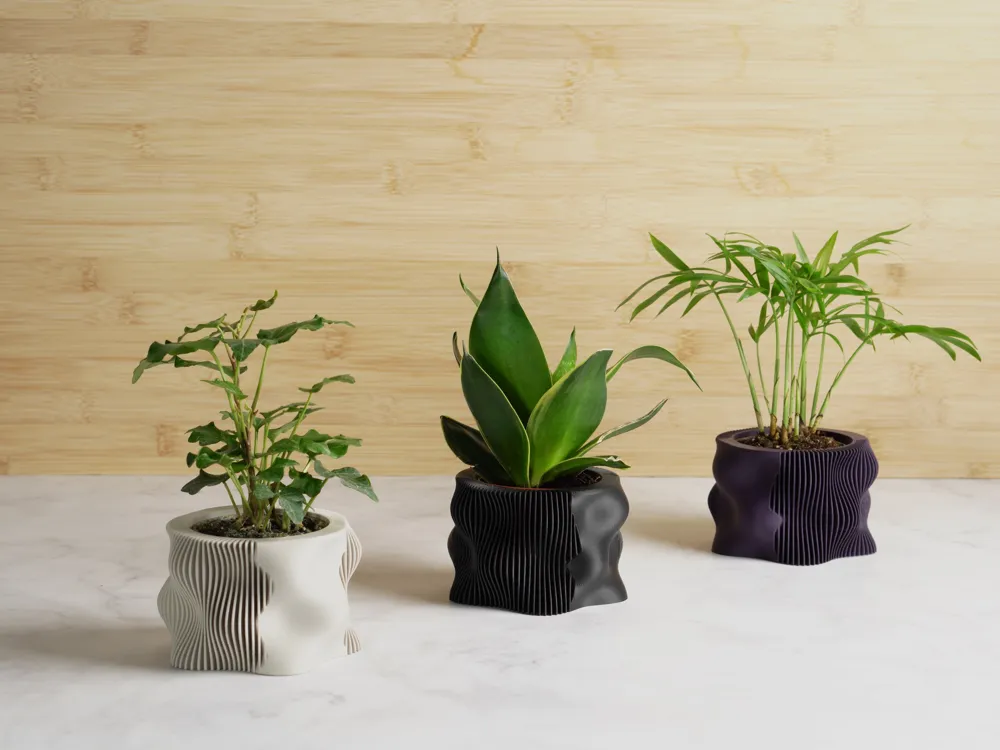 KuraLoop Planter Pot Wavy with Drainage Window by 3D Farmers - MakerWorld