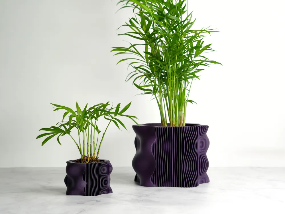 KuraLoop Planter Pot Wavy with Drainage Window by 3D Farmers - MakerWorld