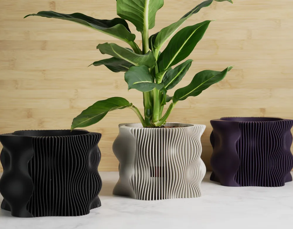 KuraLoop Planter Pot Wavy with Drainage Window by 3D Farmers - MakerWorld