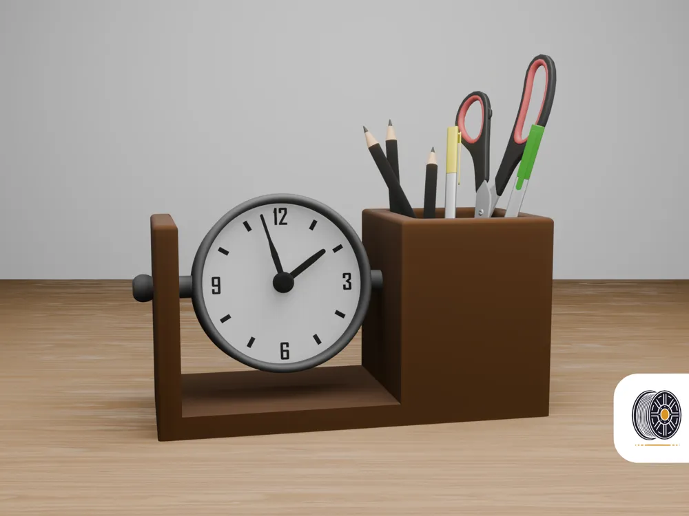 Modern desk clock & pencil holder | Multiple faces - Free 3D Print ...