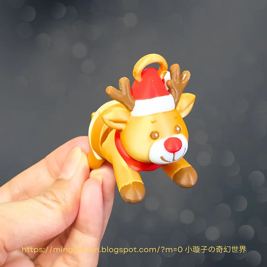 Articulated Red-Nosed Reindeer Keychain - Free 3D Print Model - MakerWorld