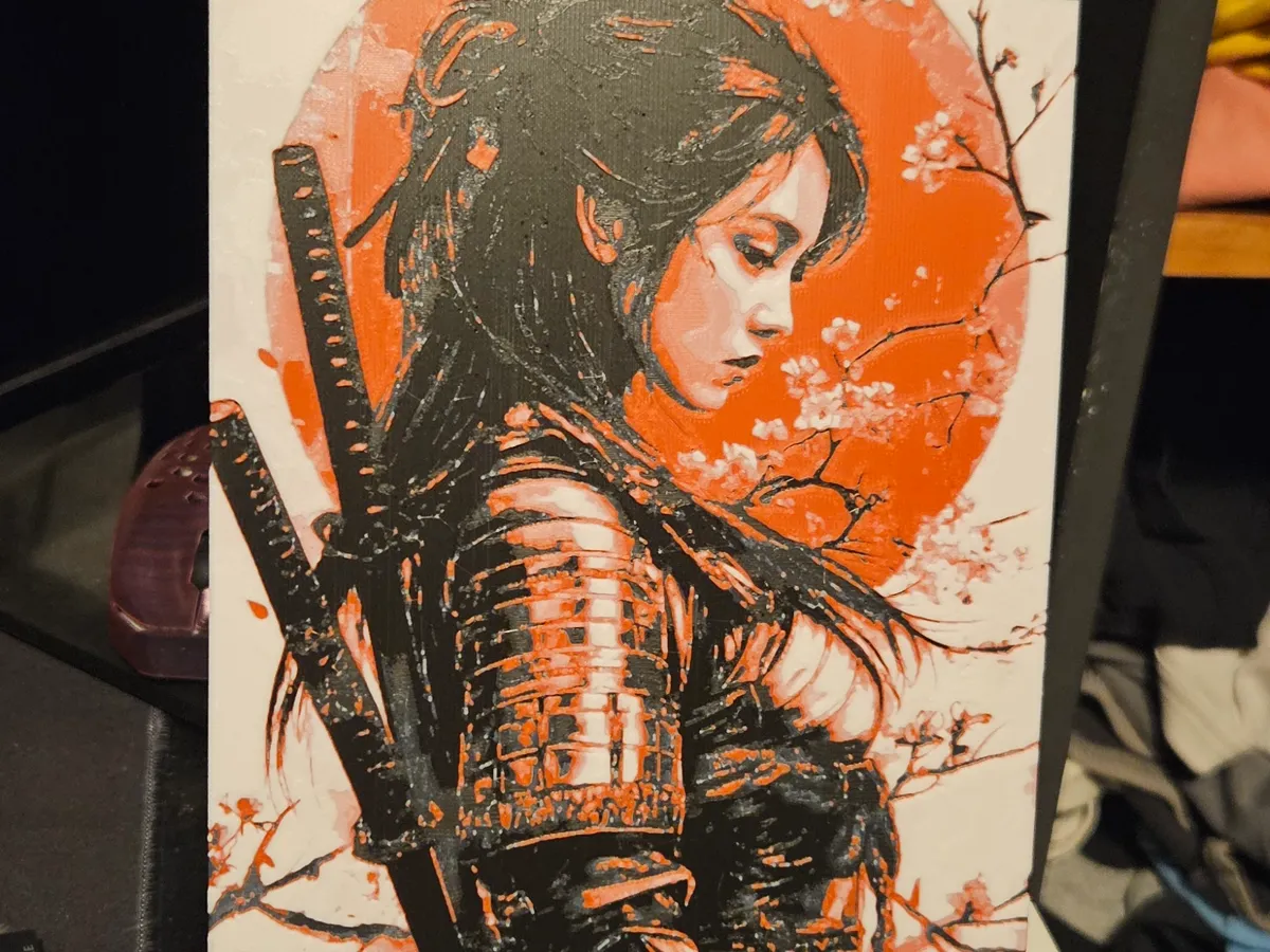 Red Sun Samurai Woman by Warnock Wares MakerWorld: Download Free 3D Models