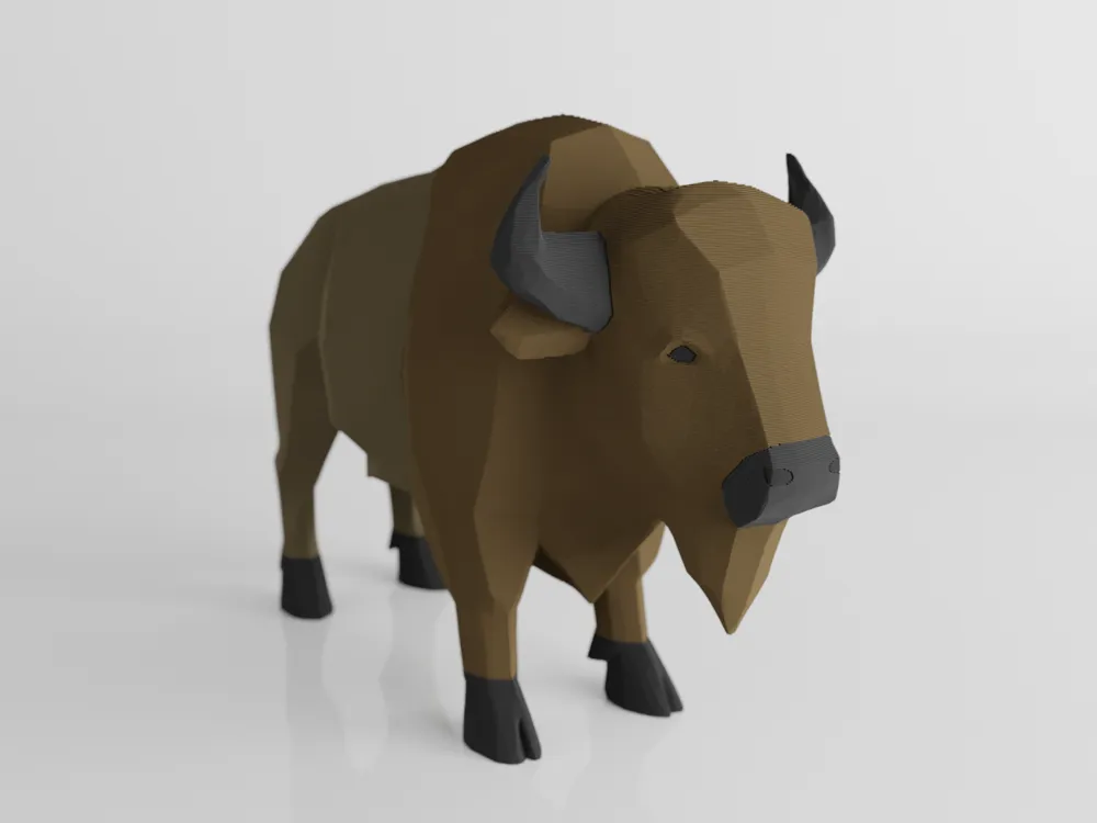 Low Poly Bison - Free 3D Print Model - MakerWorld