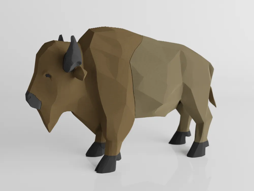 Low Poly Bison - Free 3D Print Model - MakerWorld