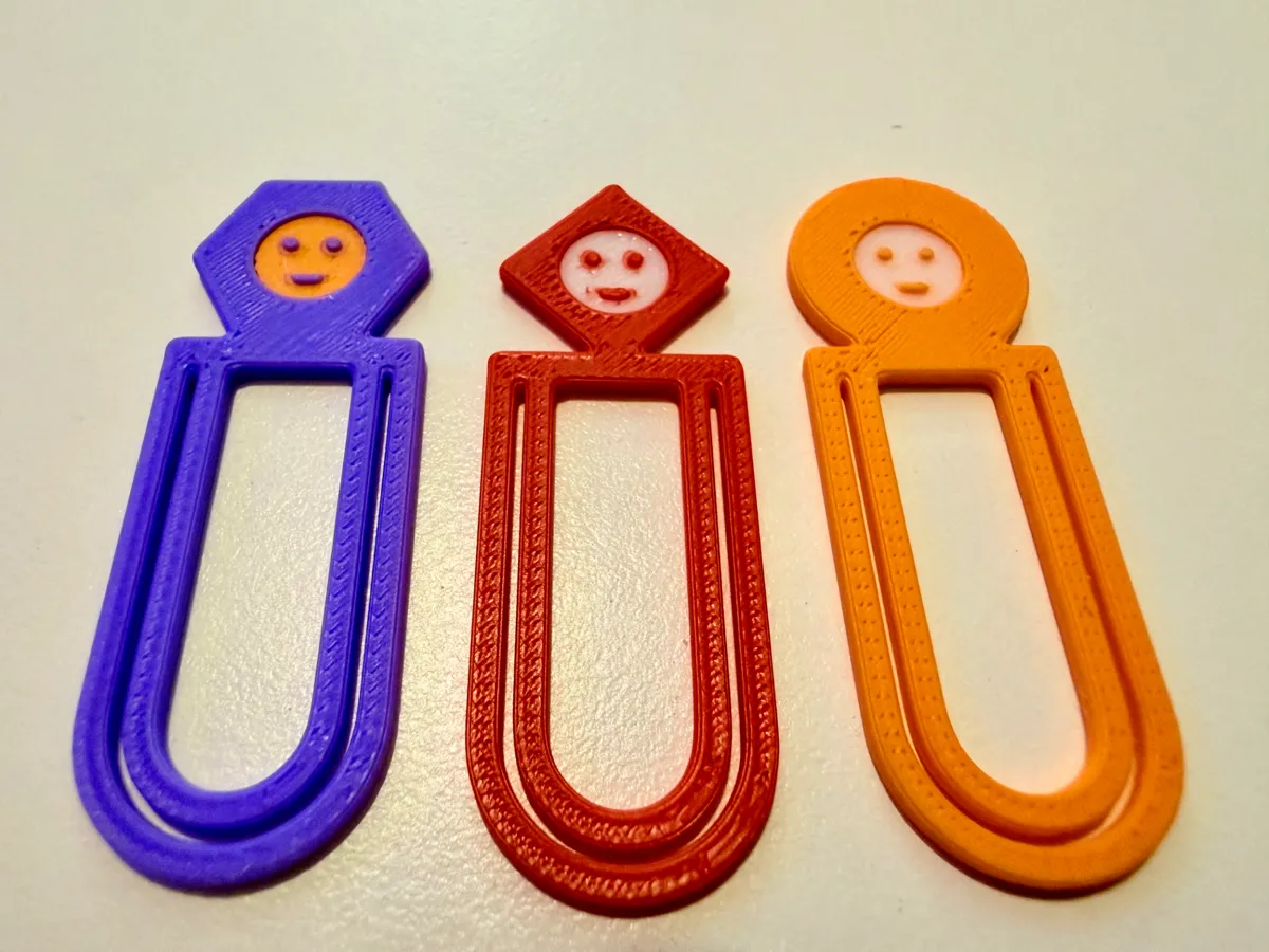 Happy Emoji Paperclip & Bookmark 3-Pack Fast Print - Free 3D Print ...