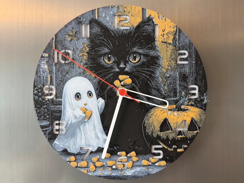 Wall / Desk Clock kitty with candy HueForge by cP3D - MakerWorld