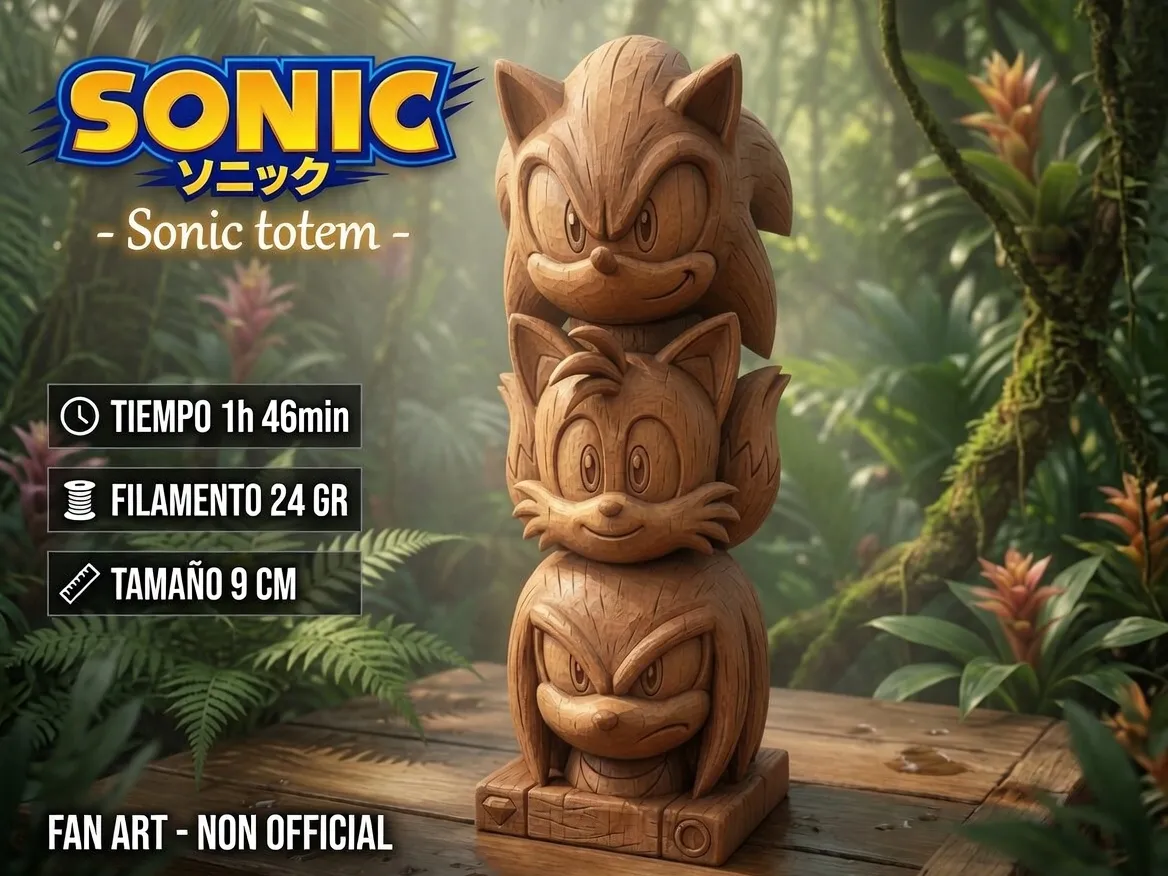 Sonic Tails Knuckles Wooden Totem SONIC - Free 3D Print Model - MakerWorld