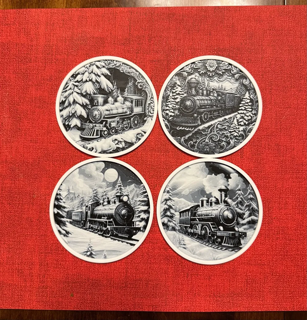 Decorative Christmas Train Coasters and Baubles by Hockey Dad ...