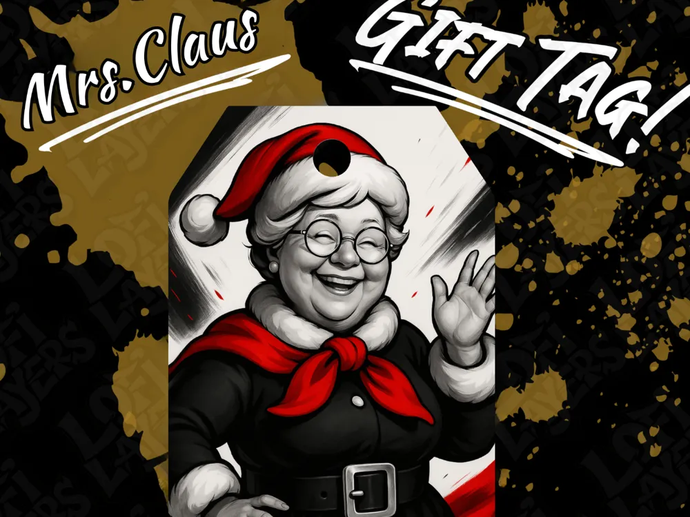 Mrs. Claus Gift Tag Hueforge - Free 3D Print Model - MakerWorld