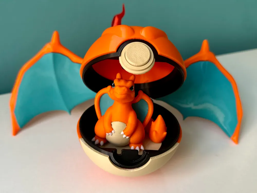 Charizard Ball - Pokemon - Pokeball Functional - Free 3D Print Model ...