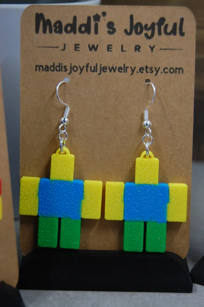 Noob Roblox Character Earrings - Free 3D Print Model - MakerWorld