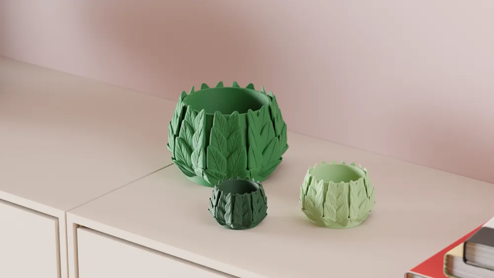 Plant Pot with 3d Leaf design. Modern Planter by Abstractia Design ...