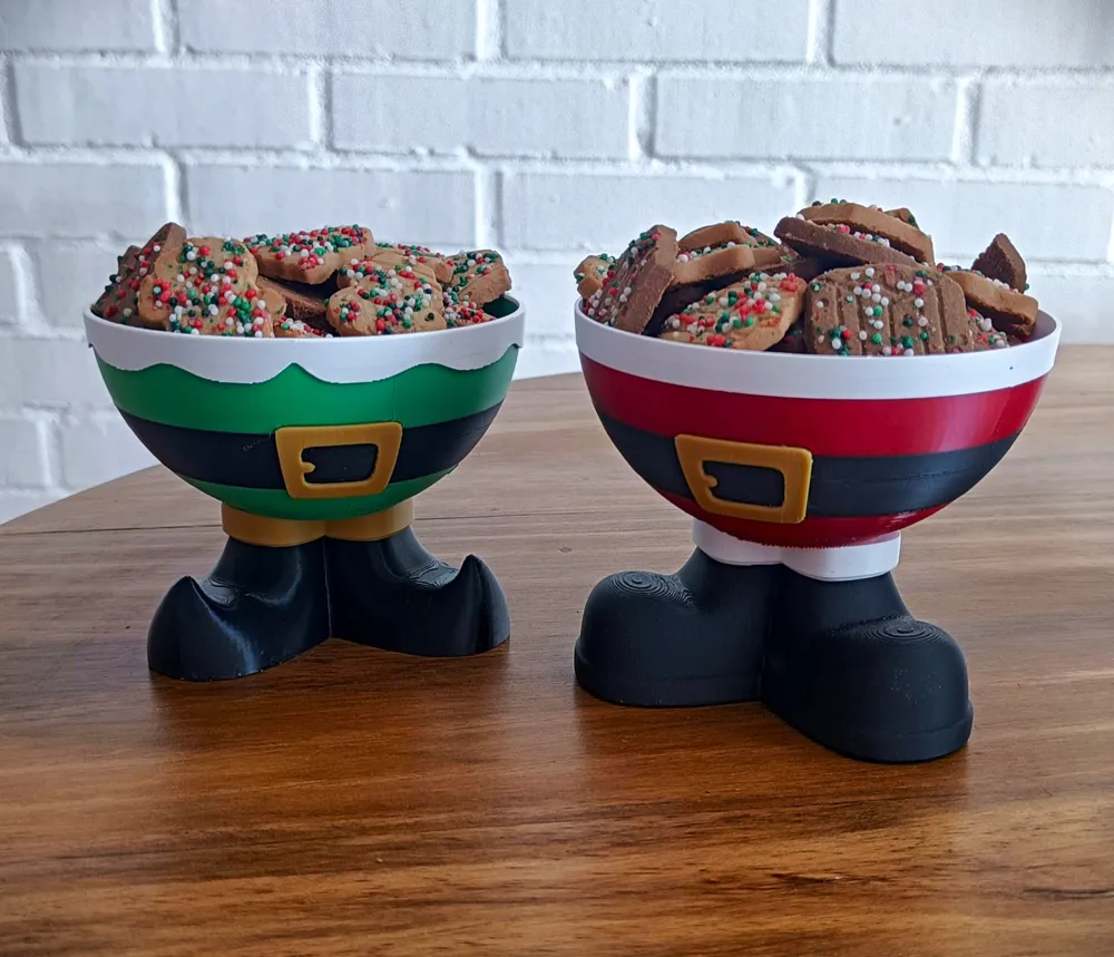 Christmas Feet Bowl - Santa, Elf - Free 3D Print Model - MakerWorld