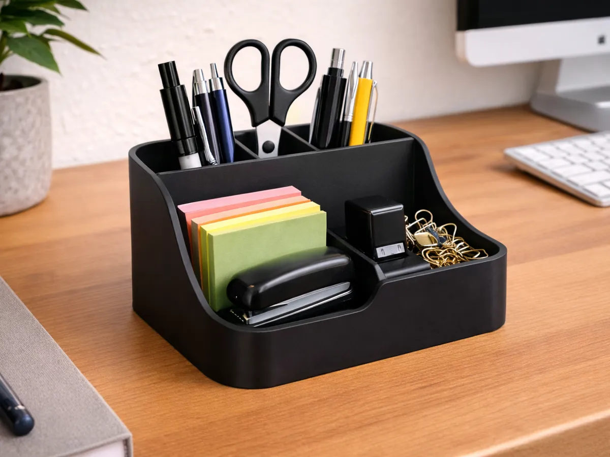 Desk Organizer with Pen Holder & Tray - Free 3D Print Model - MakerWorld