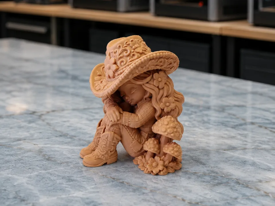 Dreaming Flower Girl in Mushroom Forest - Free 3D Print Model - MakerWorld