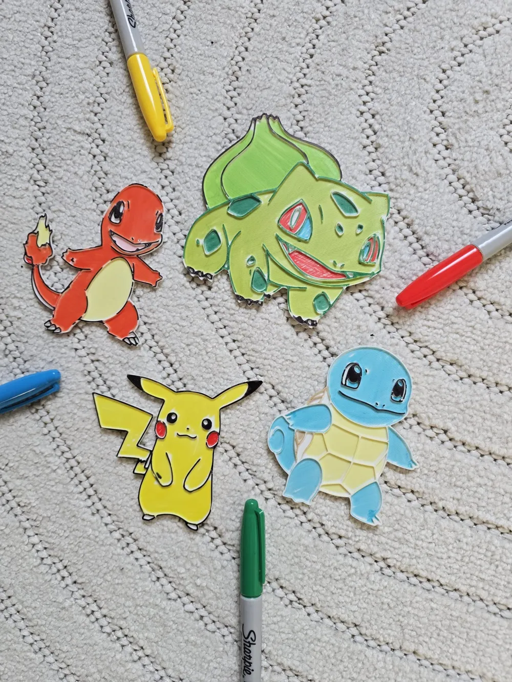 Pokemon Coloring Set Charmander Pikachu Squirtle - Free 3D Print Model ...