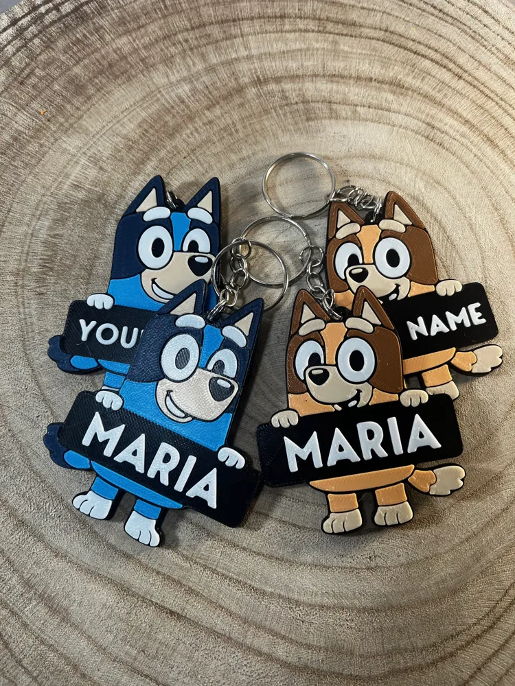 Customizable Bluey & Bingo Keychain Pack - Free 3D Print Model - MakerWorld