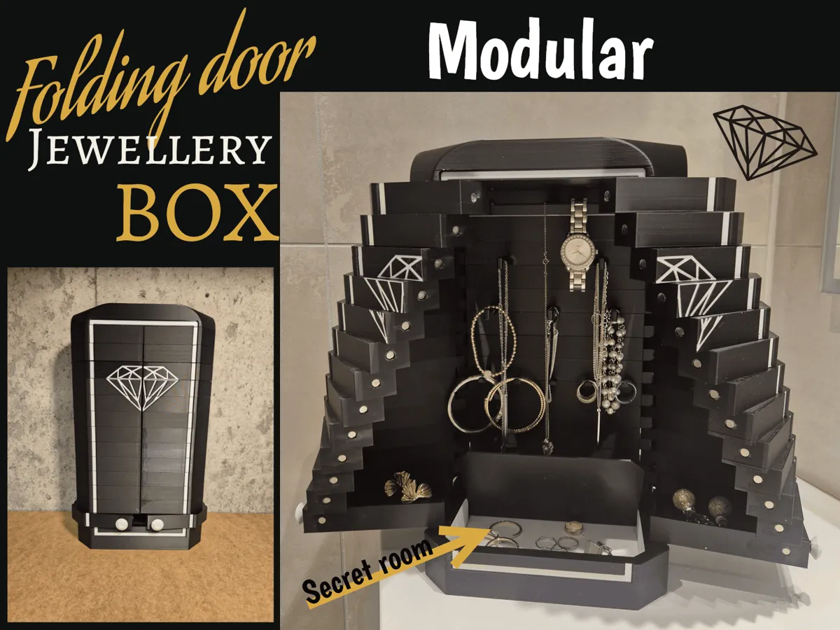 Folding door Jewelry box - Free 3D Print Model - MakerWorld