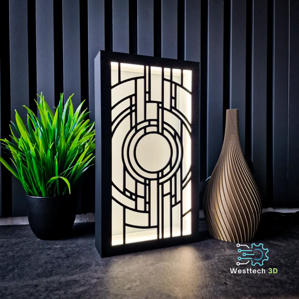 Modern LED Square Lamp with Ornament by Edelassi - MakerWorld