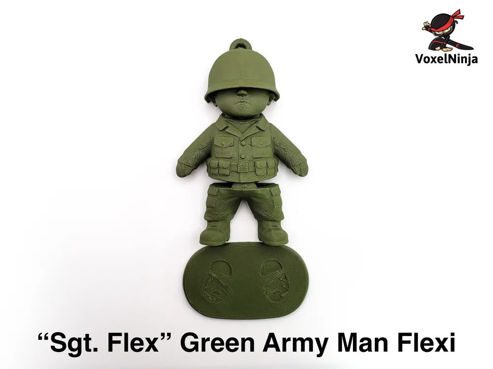 Sgt Flex Green Army Man Flexi & Keychain - Free 3D Print Model - MakerWorld
