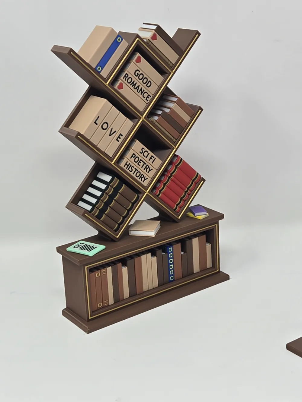 Miniature X Crossed Decorative Bookcase by WhispersofLiterati - MakerWorld