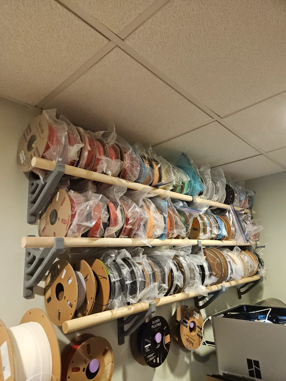 Filament shelf storage brackets - single 1.25" rod Remixed by ...