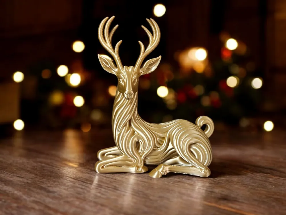 Reclining Deer Sculpture with Fluid Texture by BMaker MakerWorld ...