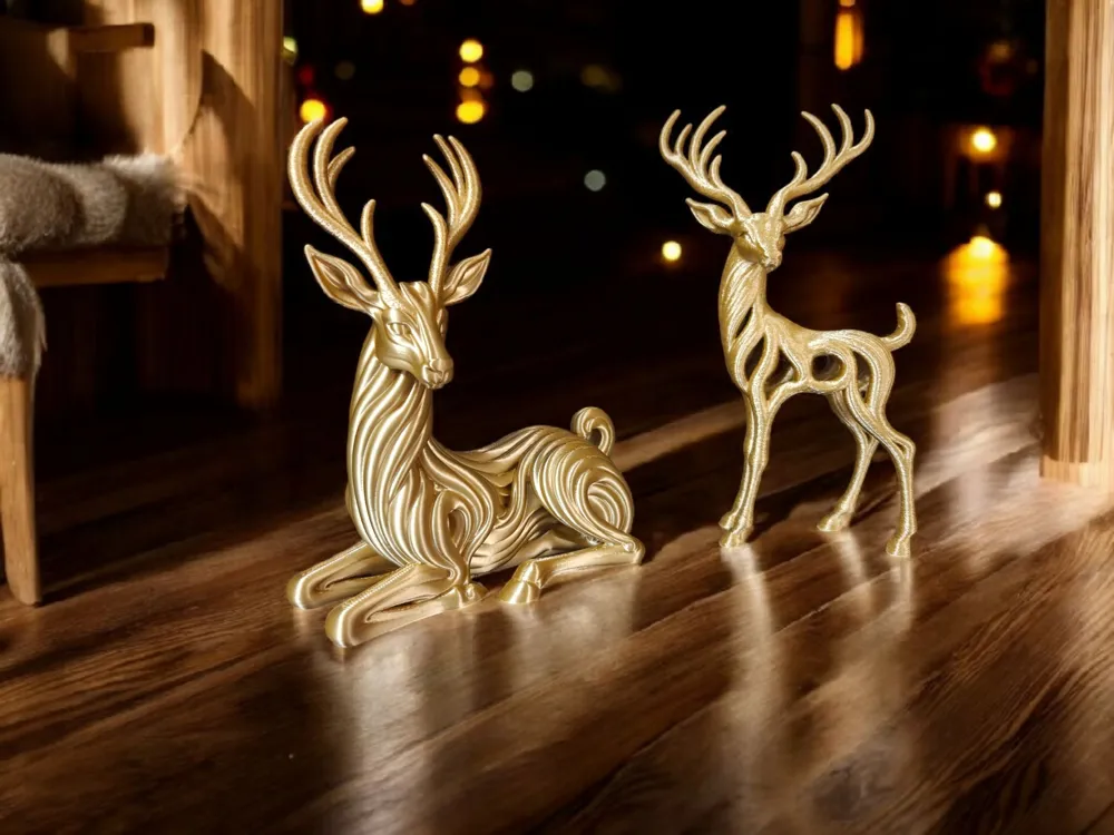 Reclining Deer Sculpture with Fluid Texture by BMaker MakerWorld ...