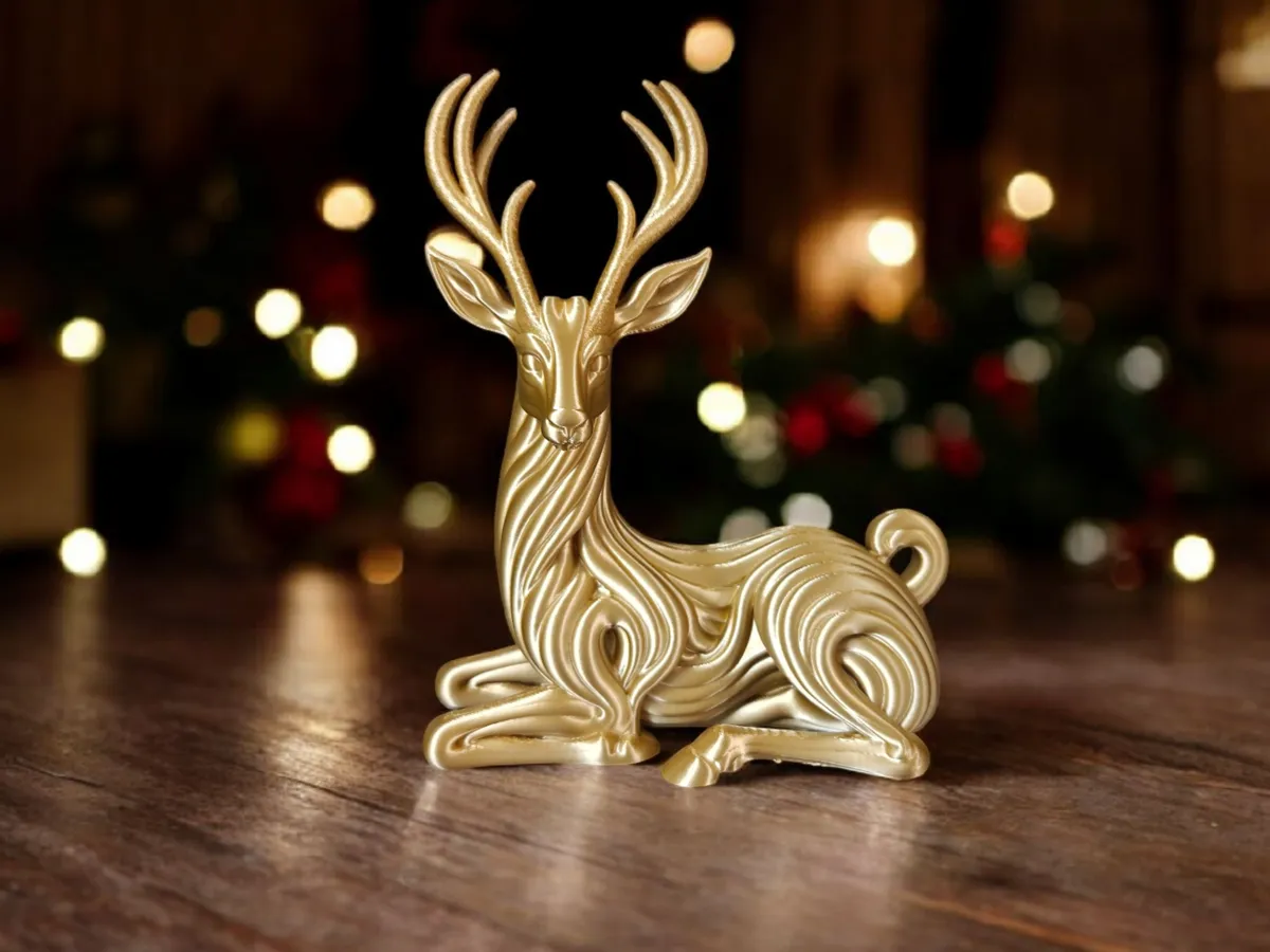 Reclining Deer Sculpture with Fluid Texture by BMaker MakerWorld ...