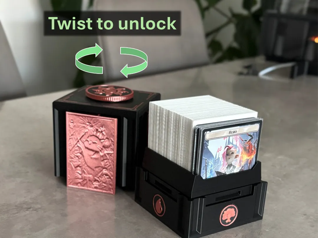 Deck Box with Sliding Panel Lock (MTG Commander) - Free 3D Print Model ...