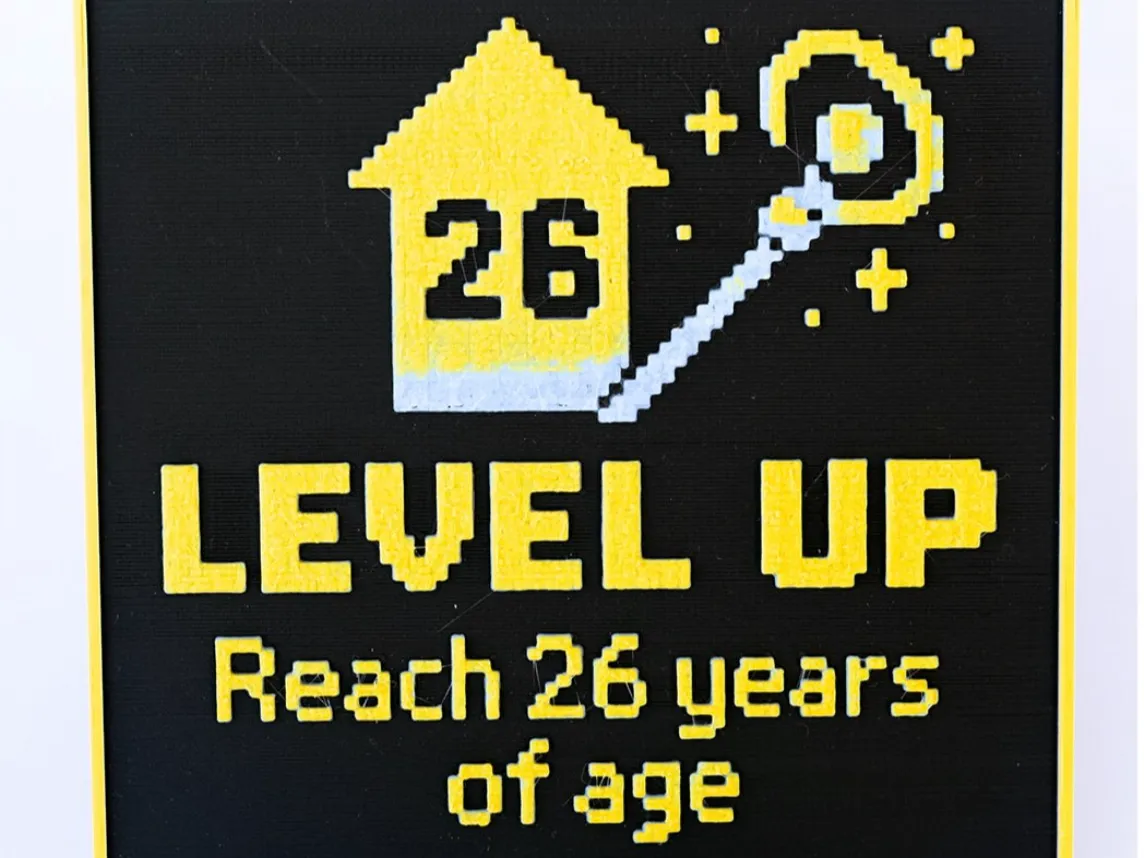 “Level Up Birthday Sign 26 – Pixel Style by goco141 MakerWorld ...
