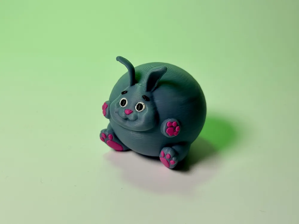 Round Cute Easter Rabbit Decoration - Free 3D Print Model - MakerWorld
