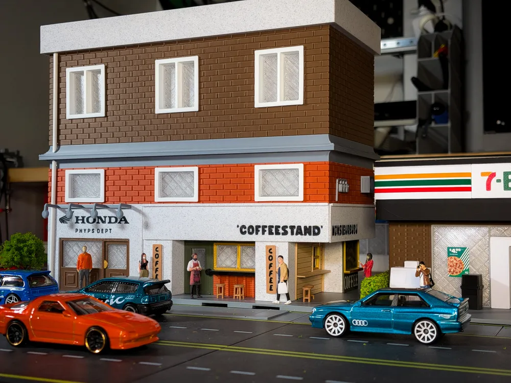 Motorcycle & Coffee Shop Model Set - 1:64 Diorama - Free 3D Print Model ...