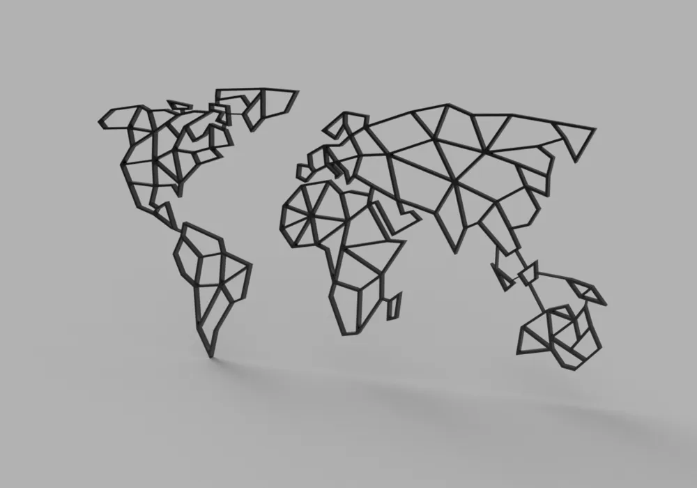 World map - low poly - 70 cm width by W0mbat - MakerWorld