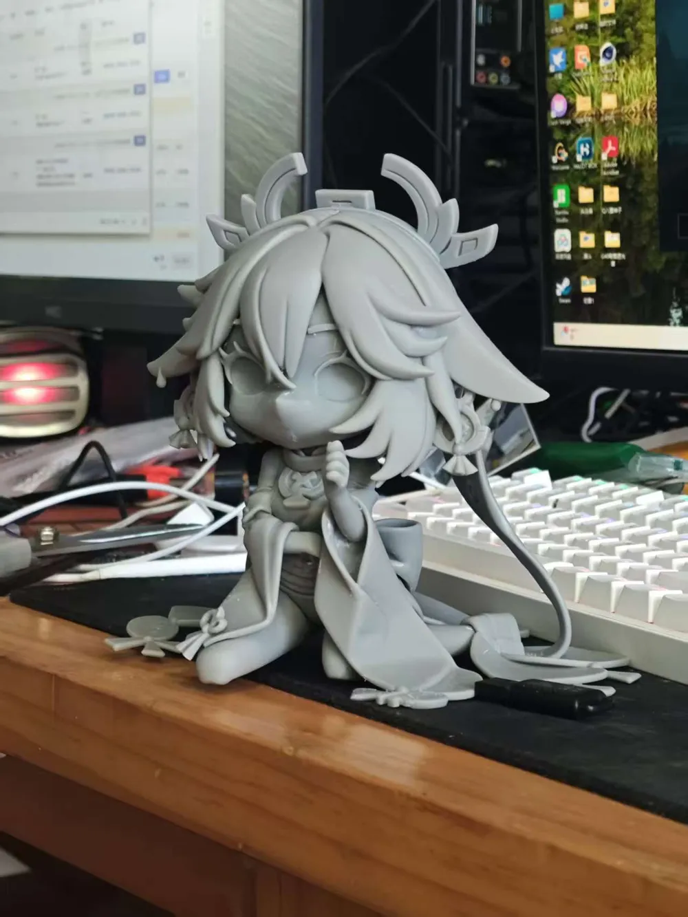 Chibi Genshin Impact Yae Miko Sitting Figure 20cm Tall Pre-split Easy ...