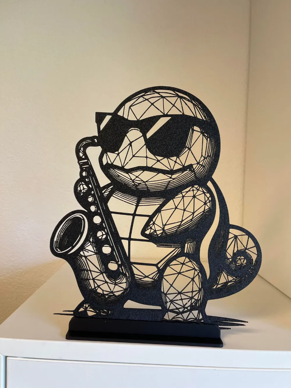 Squirtle with sunglasses and sax by The Line Art Girl