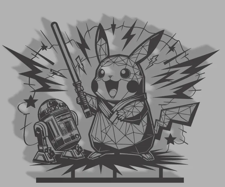 Low Poly Geometric Pikachu Pikachu as jedi V.4 by 3DPrintWolf - MakerWorld