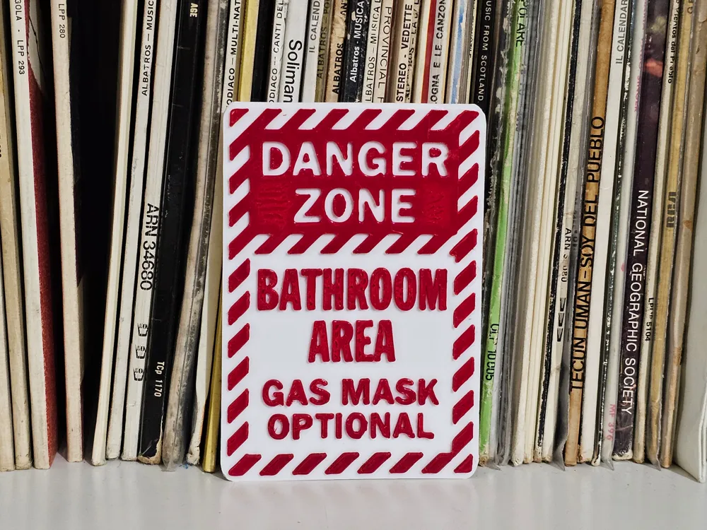 Bathroom gas mask sign by dubmehard - MakerWorld