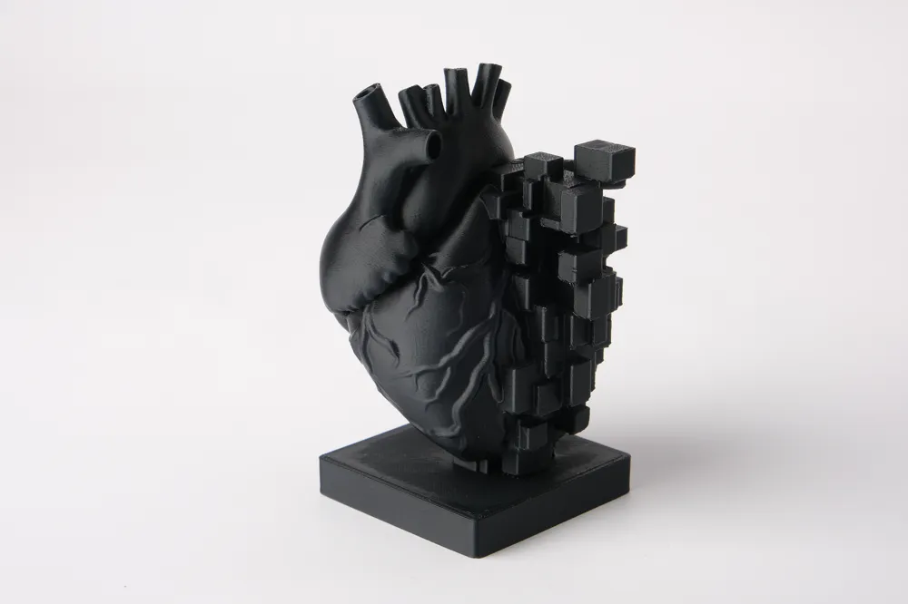 Pixel Heart Sculpture – Matte Black Anatomical Art - Free 3D Print ...