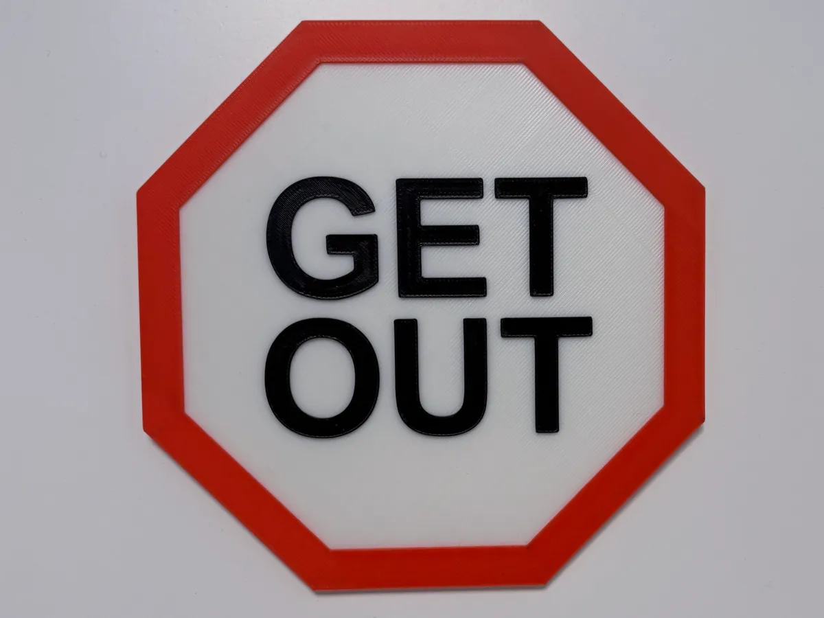 Placa de Porta "GET OUT" - Estilo Sinal de Parada - Modelo gratuito ...