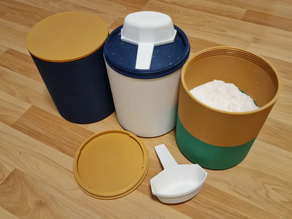 Screw Lid Container with Scoop in Lid by SpaceBarSeeker - MakerWorld