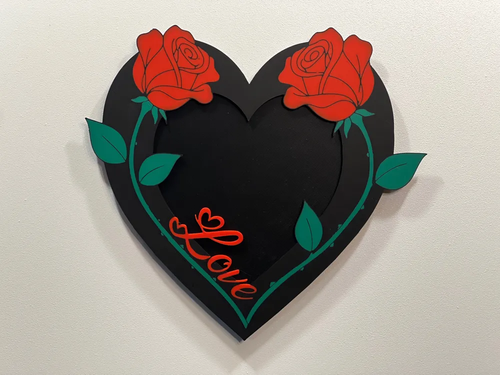 Heart of Roses Picture Frame - Free 3D Print Model - MakerWorld