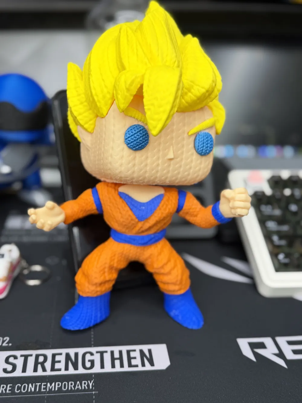 Goku Knitted SSJ 1 No AMS - Free 3D Print Model - MakerWorld
